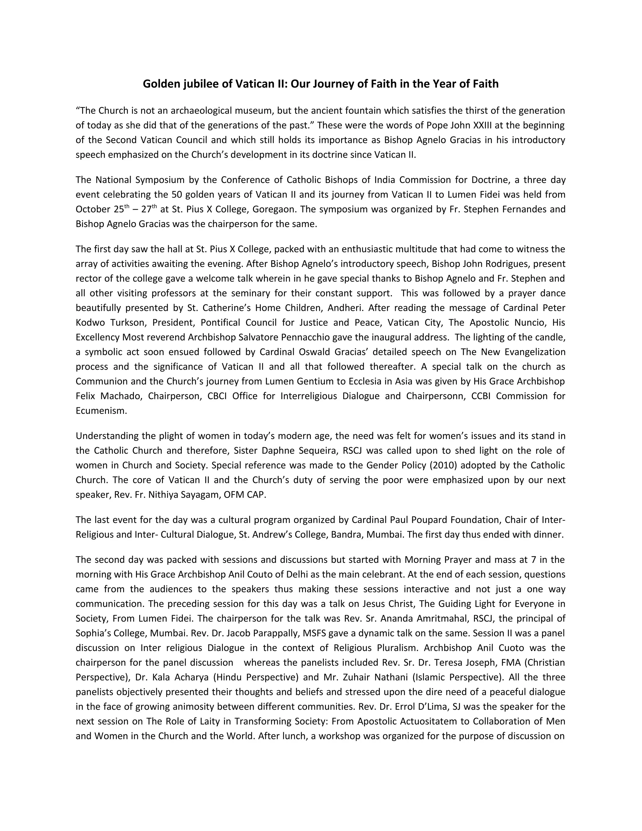 Golden jubilee of Vatican II | DOC