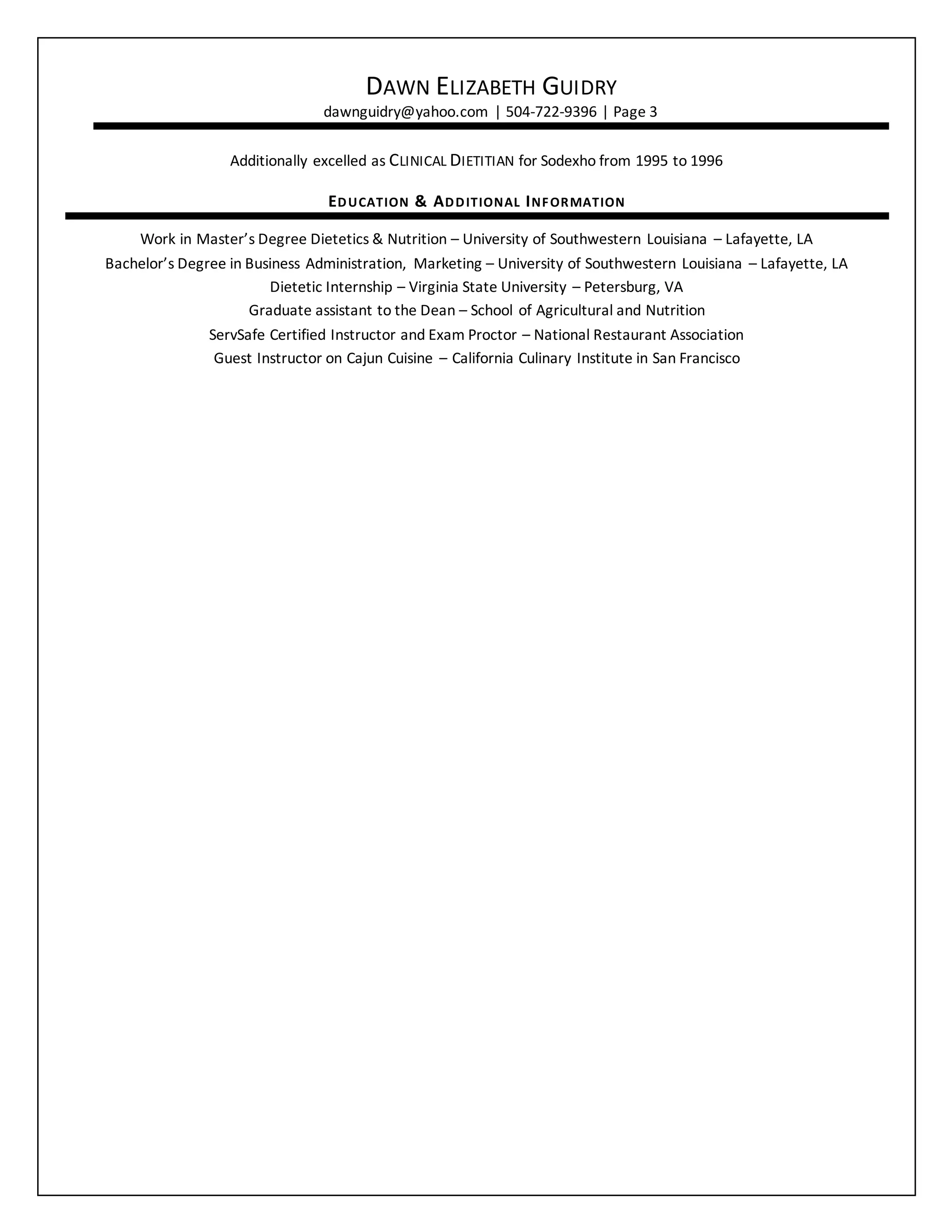 Dawn Guidry Resume Dec 2016 | DOCX