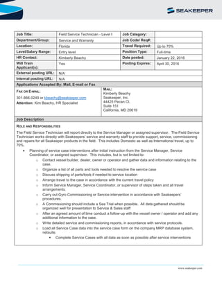 Job description -Level 1_ Field Service Technician FL | PDF | Resume ...