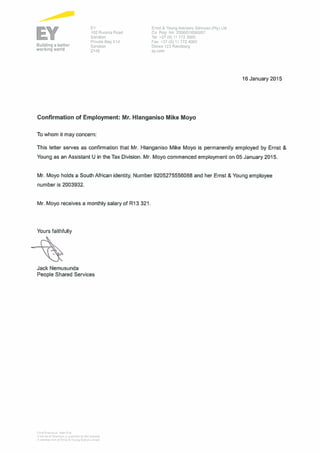 Hlanganiso Mike Moyo EY employment | PDF