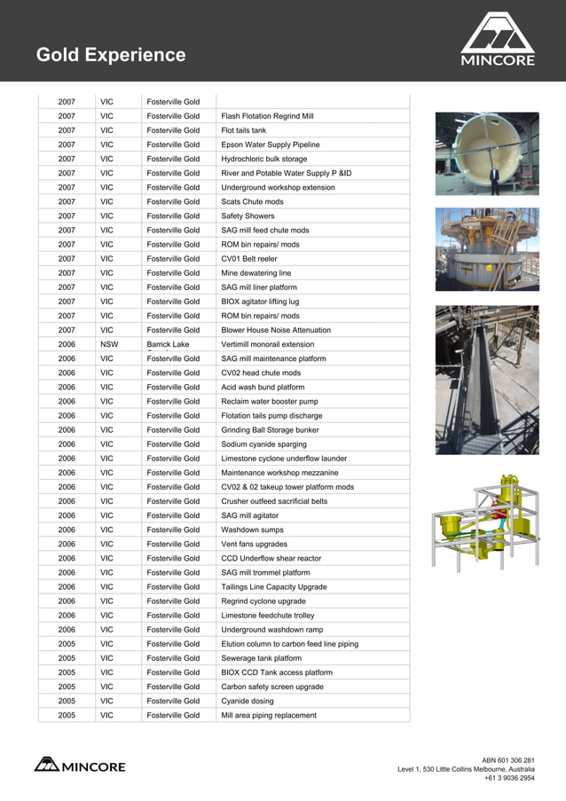 Mincore Capability and Experience Profile | PDF