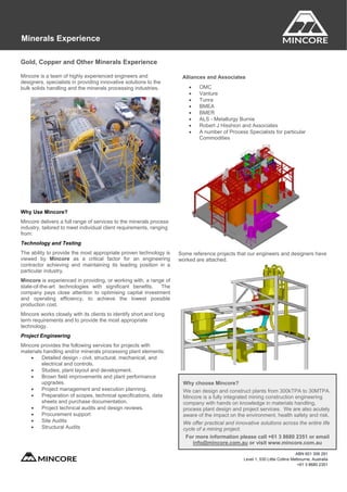 Mincore Capability and Experience Profile | PDF