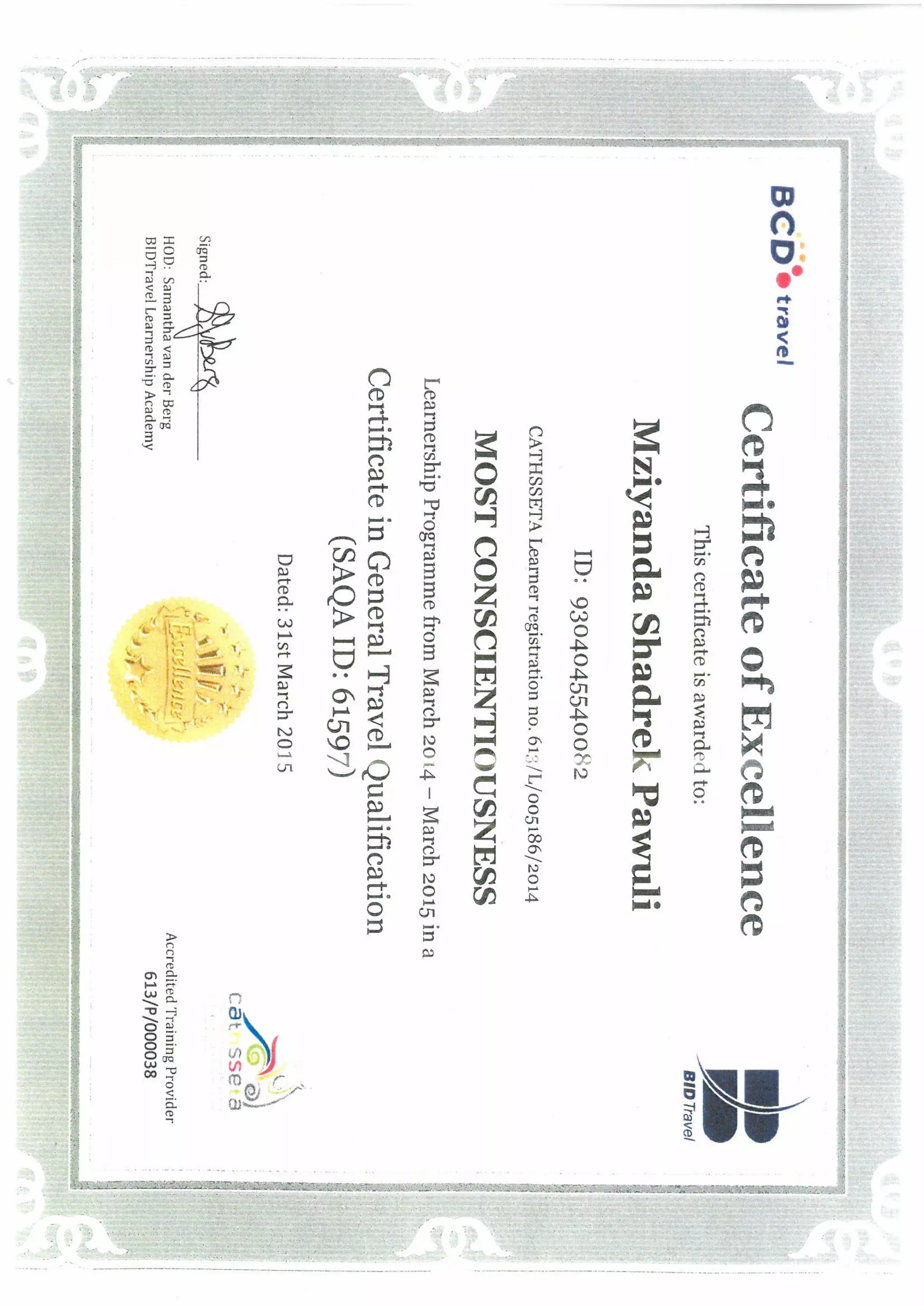 Certificate of Excellence | PDF