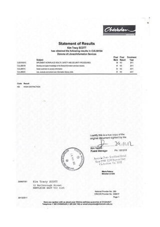 Chisolm Institute of TAFE results for Kim Scott | PDF