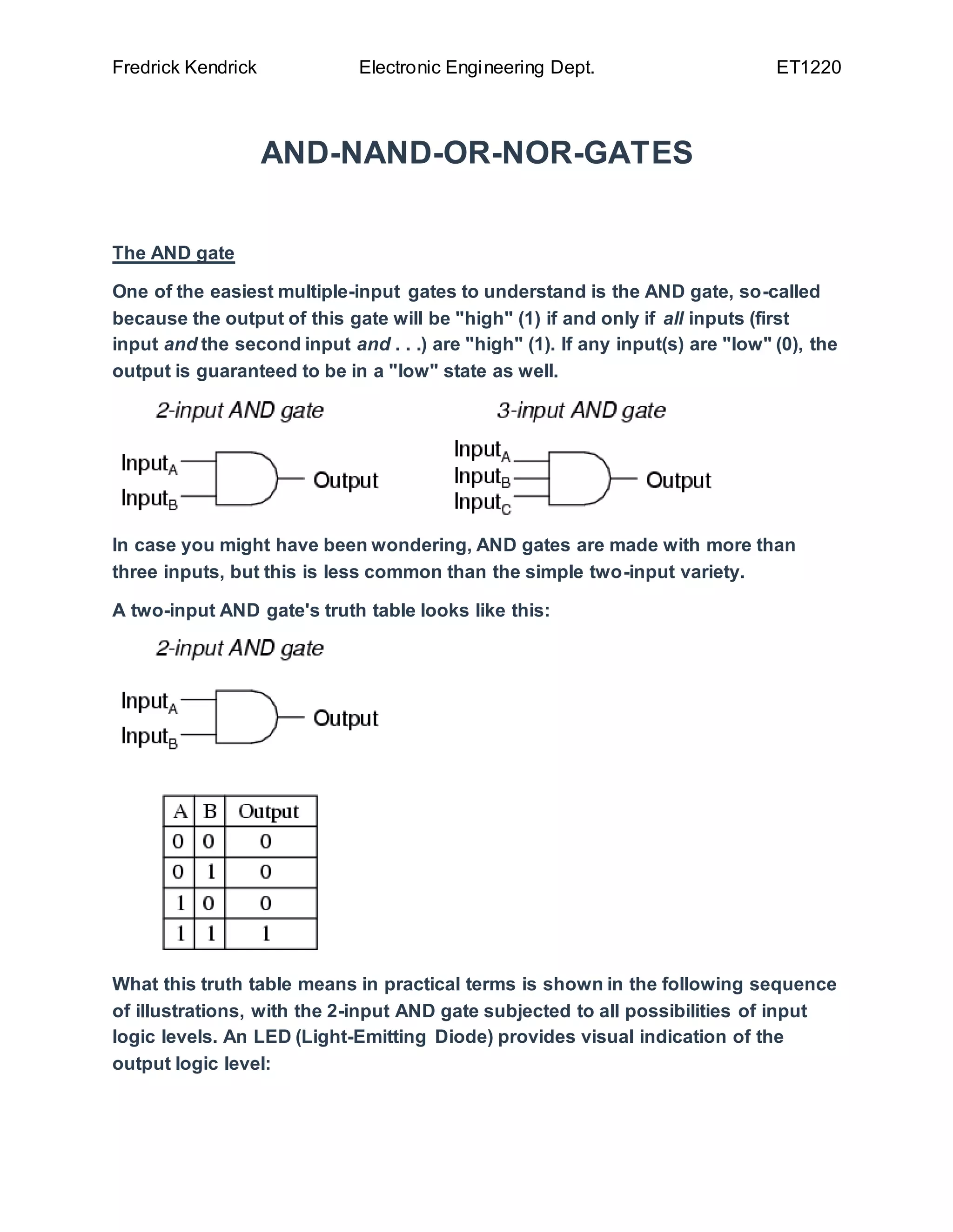 AND, NAND, OR, NOR GATES | PDF