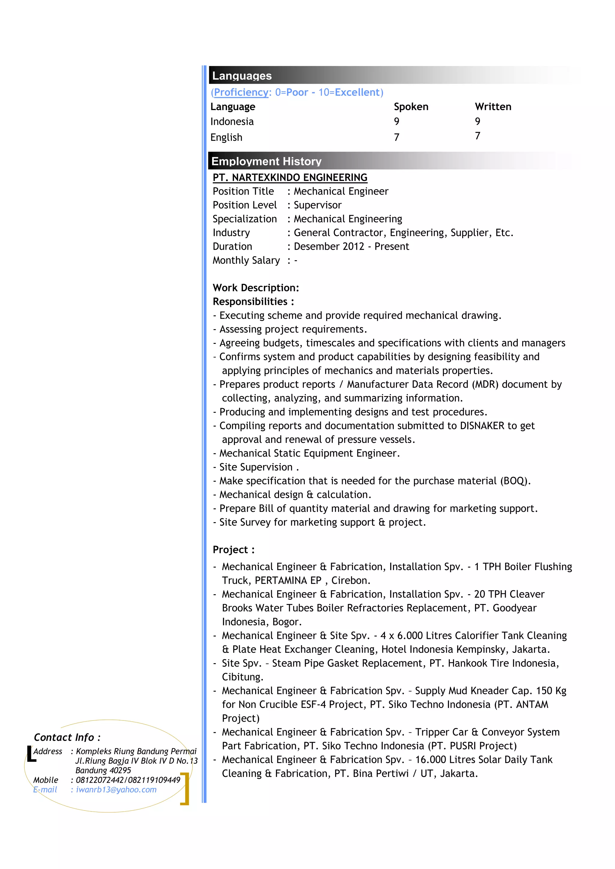 CV Iwan Gunawan_1 | PDF