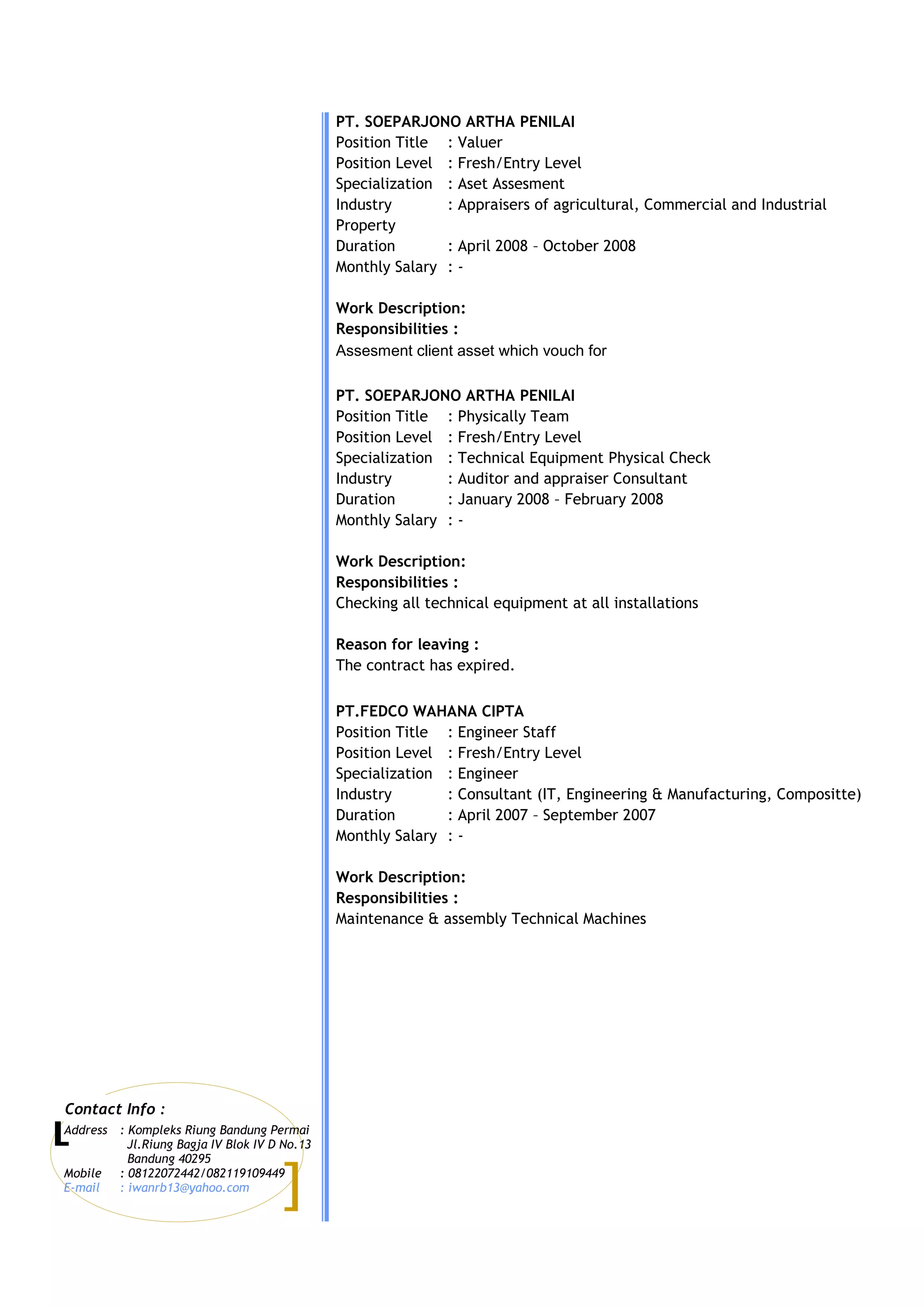 CV Iwan Gunawan_1 | PDF