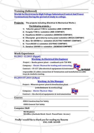 CV-ENG.AMR MAHER 2013-2014 | DOC | Civil Engineering Industry | Industries