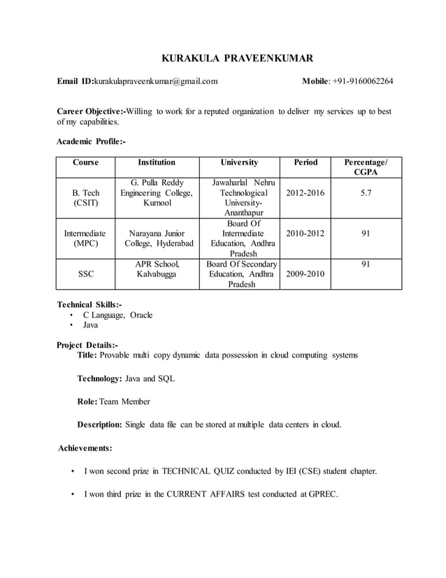 Praveen Resume | PDF