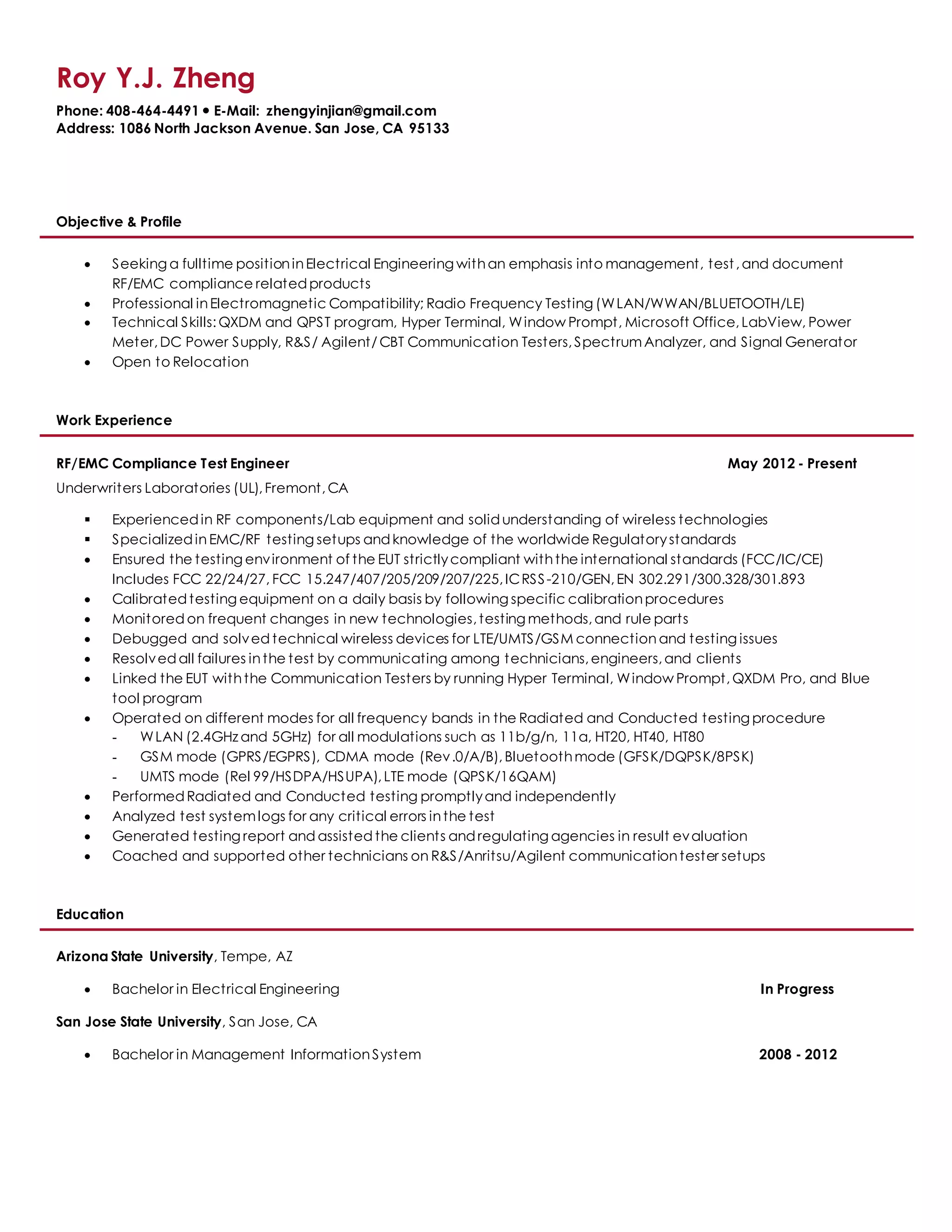 YINJIAN ZHENG'S RESUME | PDF