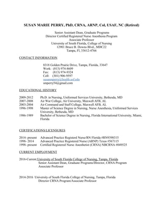 Dr. Susan Perry 2016 CV_Review | DOC