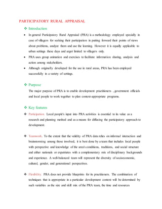 PARTICIPATORY RURAL APPRAISAL | DOCX