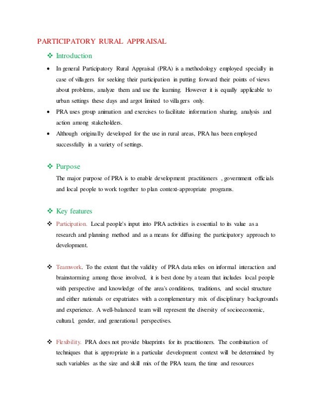 PARTICIPATORY RURAL APPRAISAL