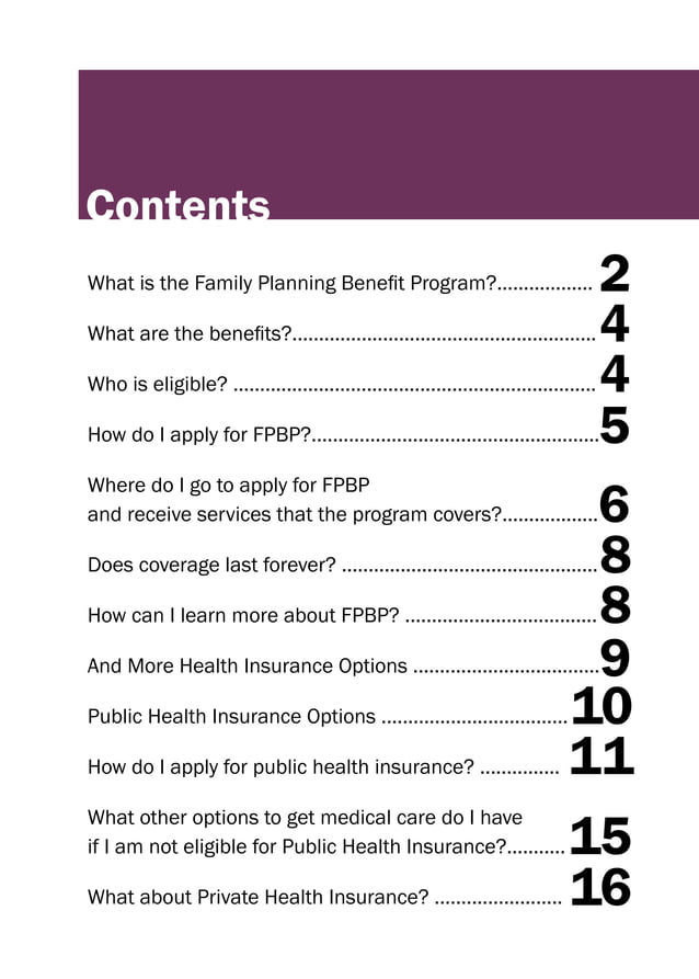FPBP Brochure - Get Care Get Covered | PDF | Birth Control ...