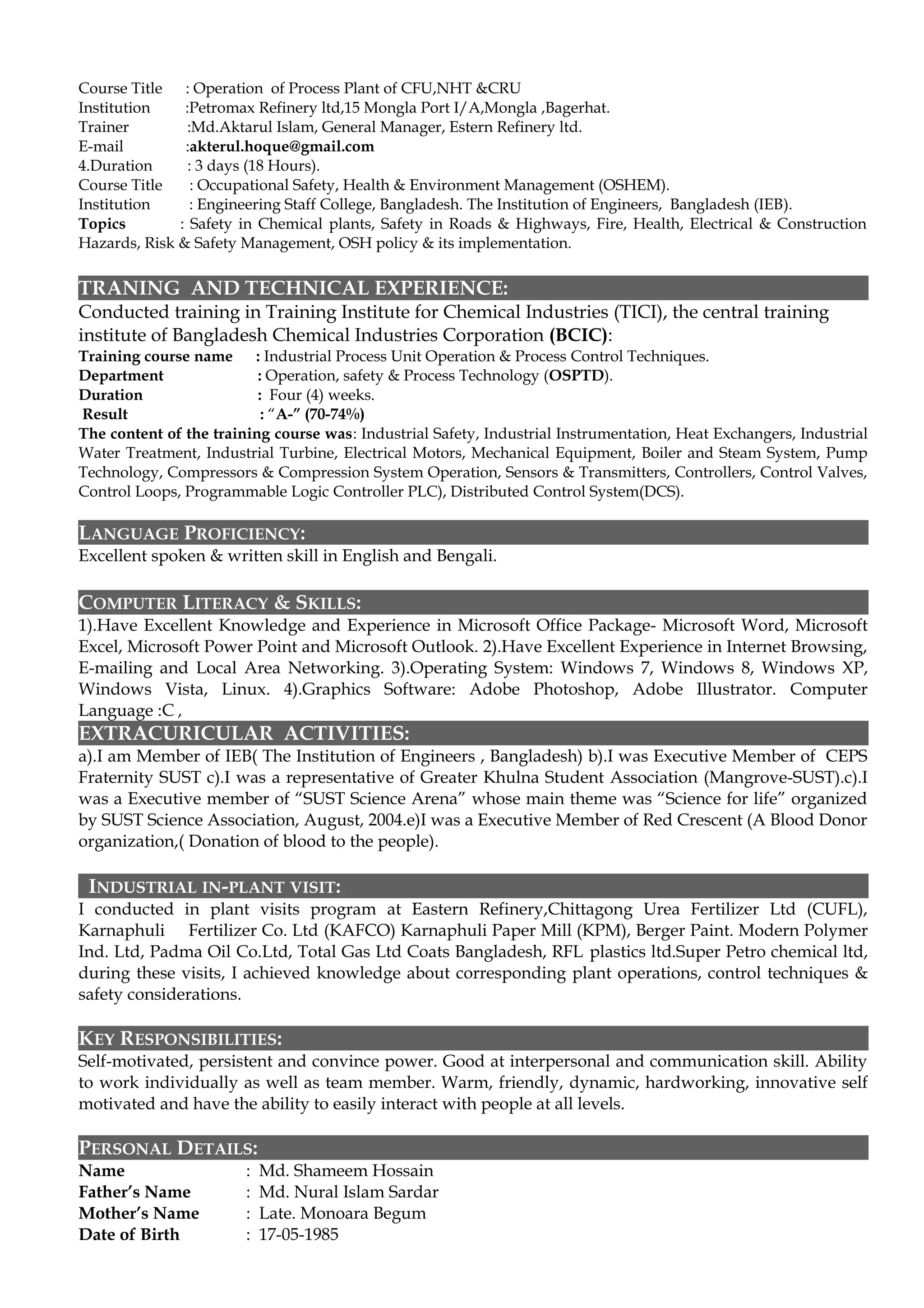 Shameem_CV | DOC