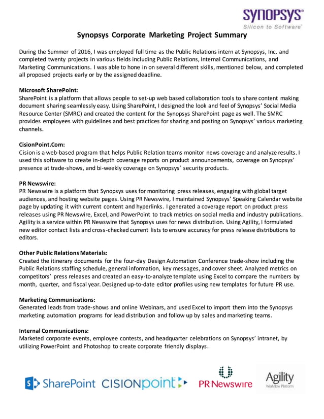 Synopsys Project Summary | PDF