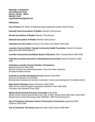 Michael E Doughty Affiliations | ODT