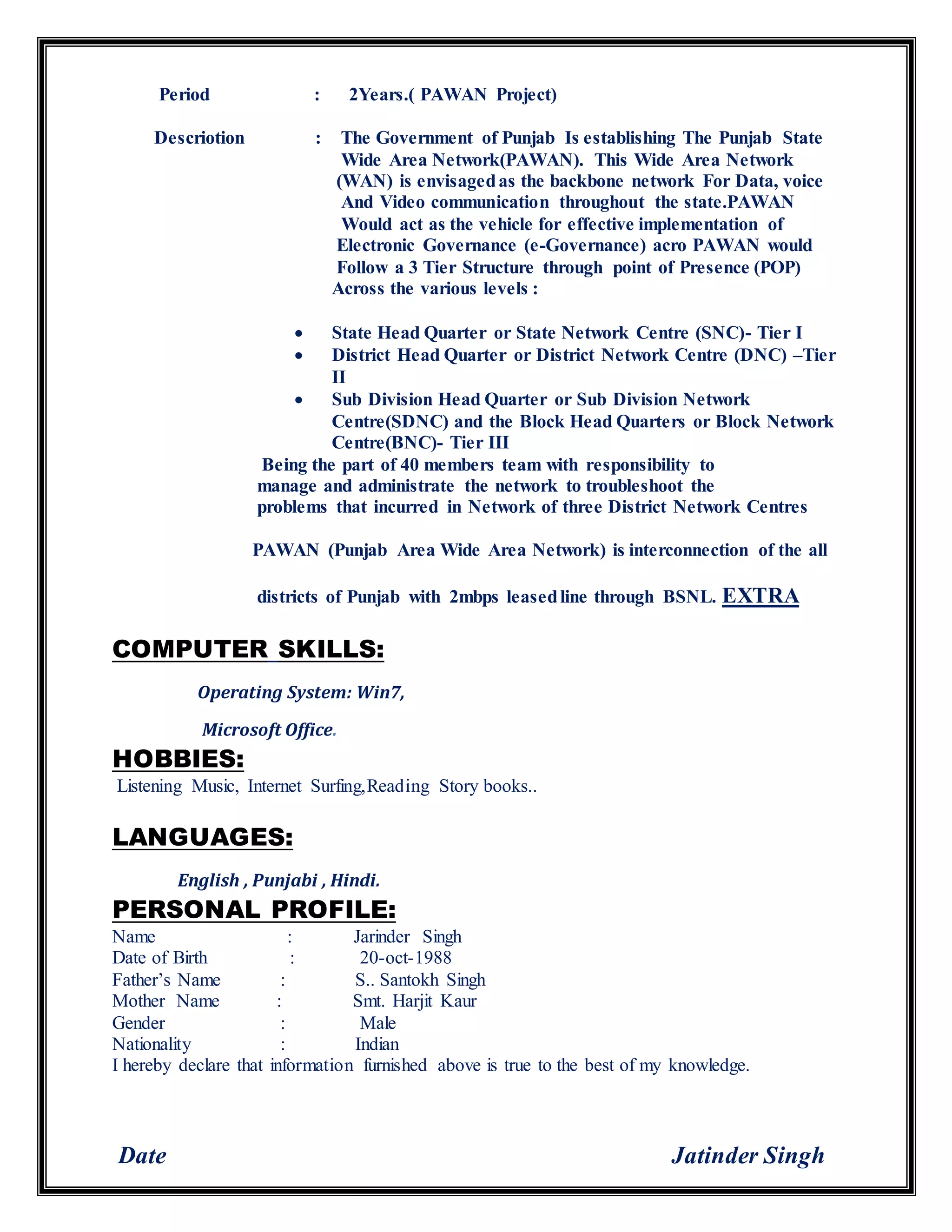 Jatinder Singh resume l (2) | DOCX | Cricket | Sports