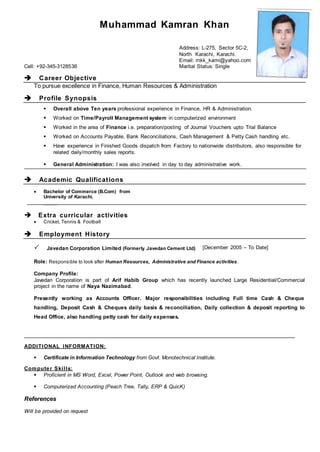 CV Kamran Khan 2016 | DOCX