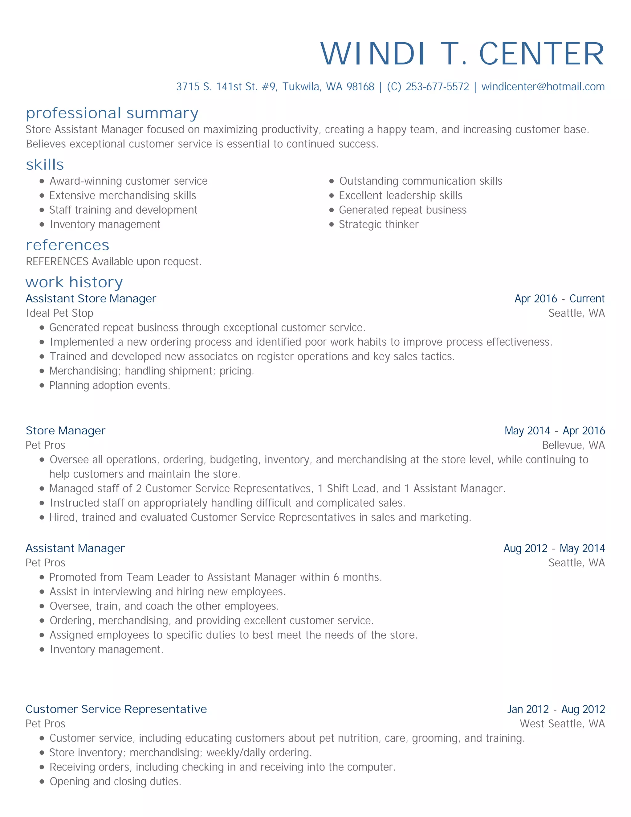 WINDI CENTER Resume | PDF