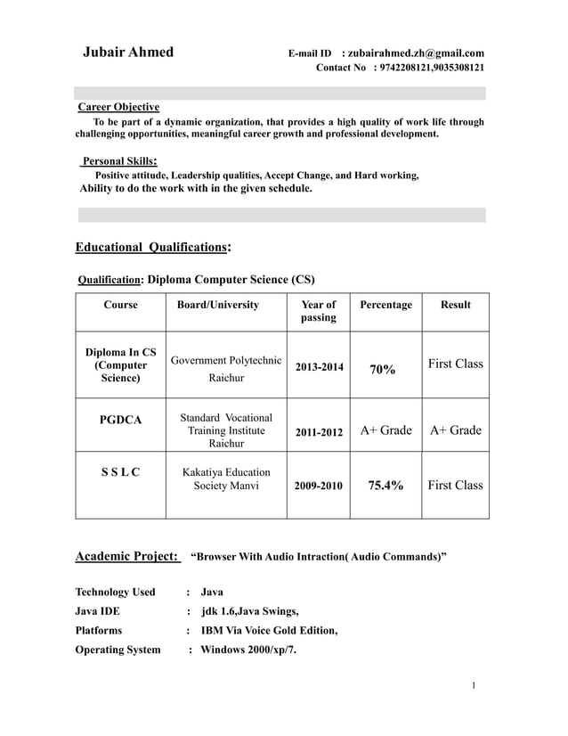 Jubair Ahmed Resume | PDF
