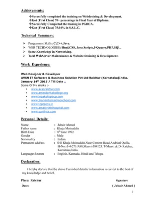 Jubair Ahmed Resume | PDF