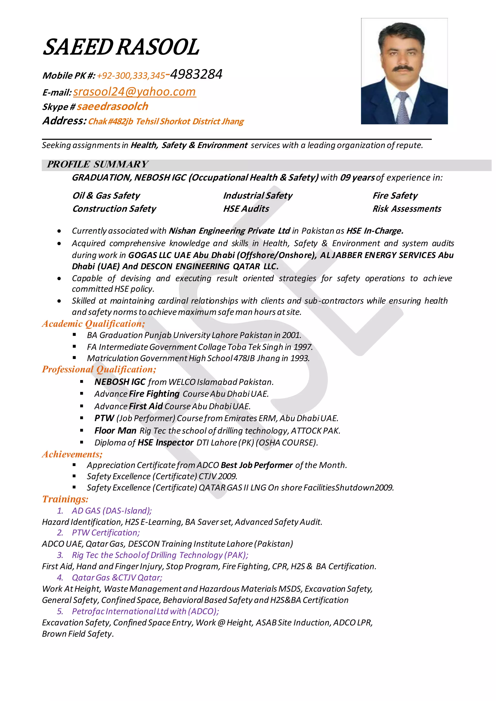 SAEED RASOOL CV | PDF