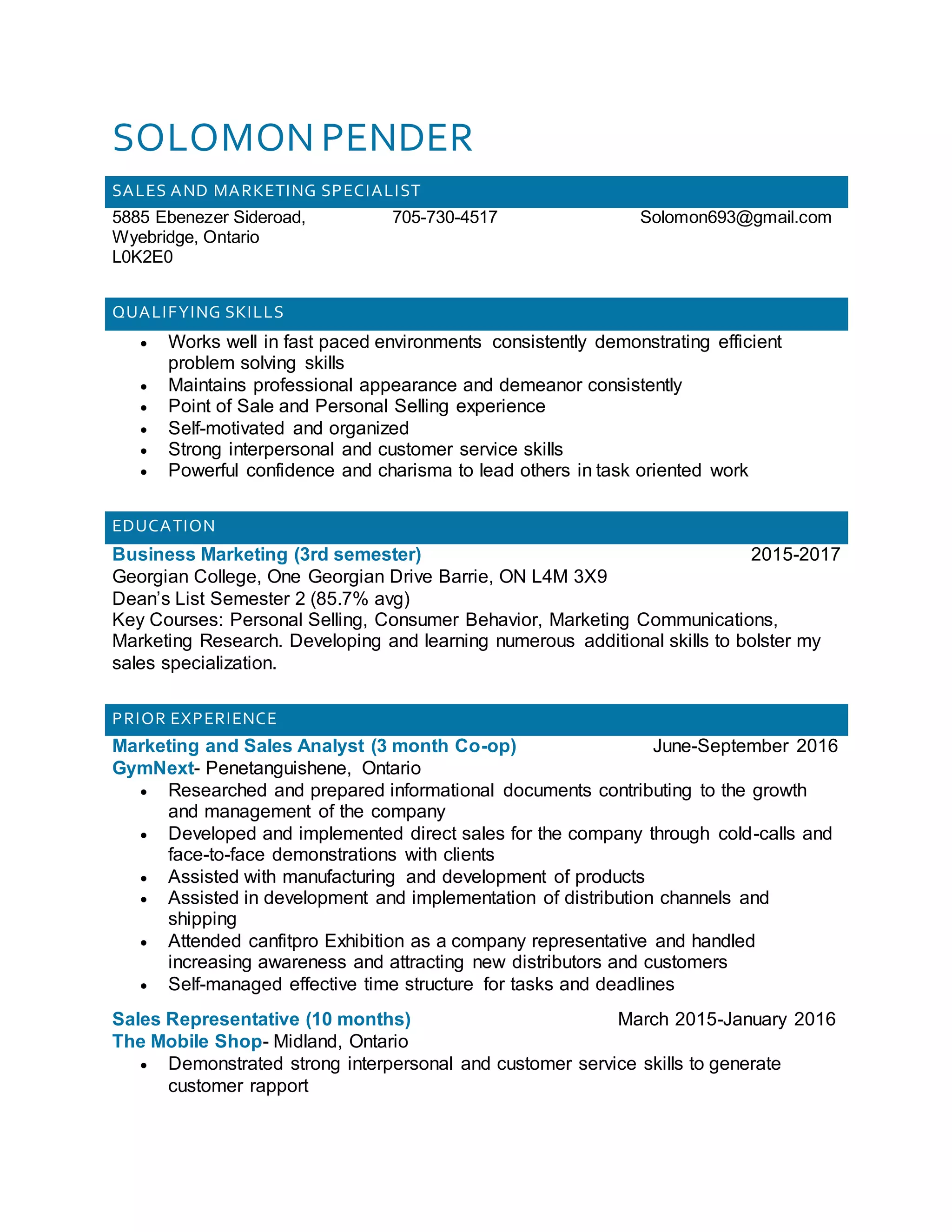 Solomon Pender Blue Resume | DOCX
