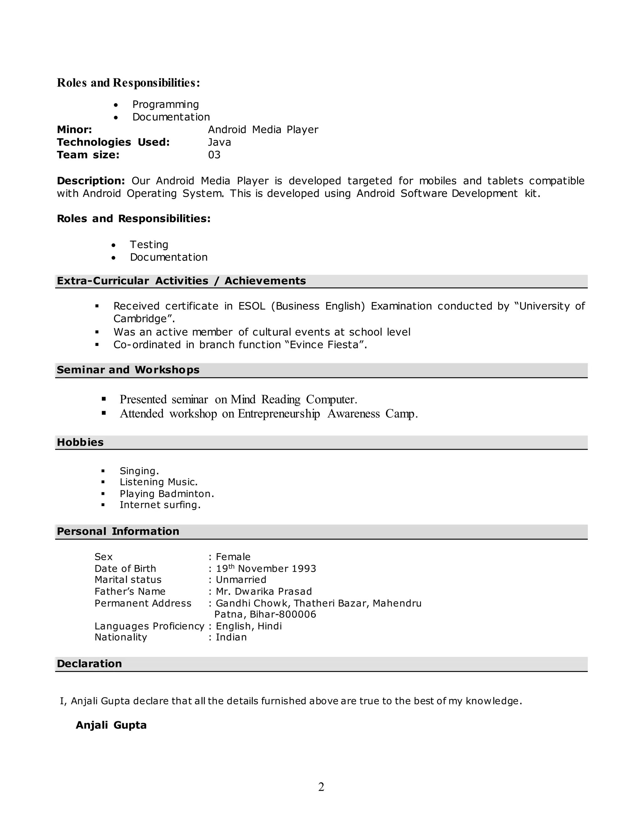 anjali resume (3) | PDF