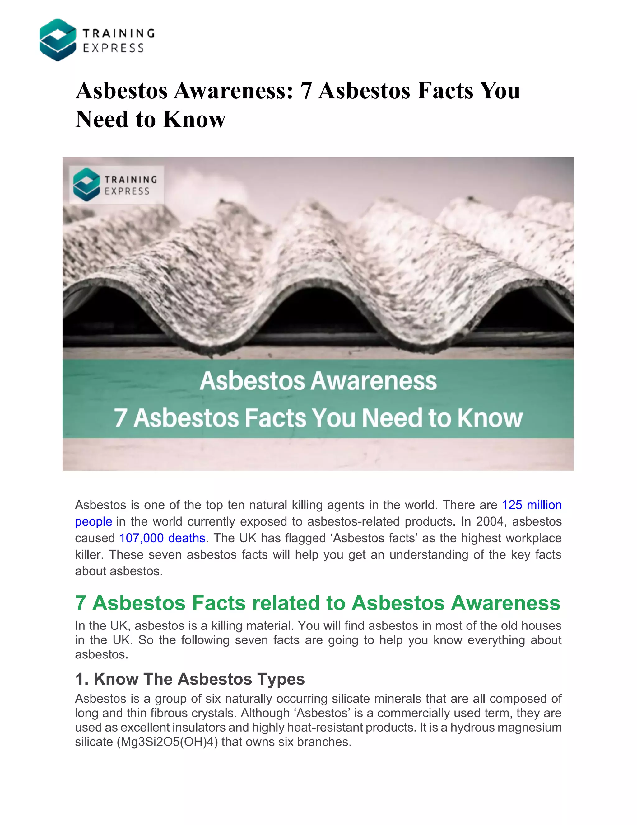Asbestos Awareness: 7 Asbestos Facts You Need to Know | PDF