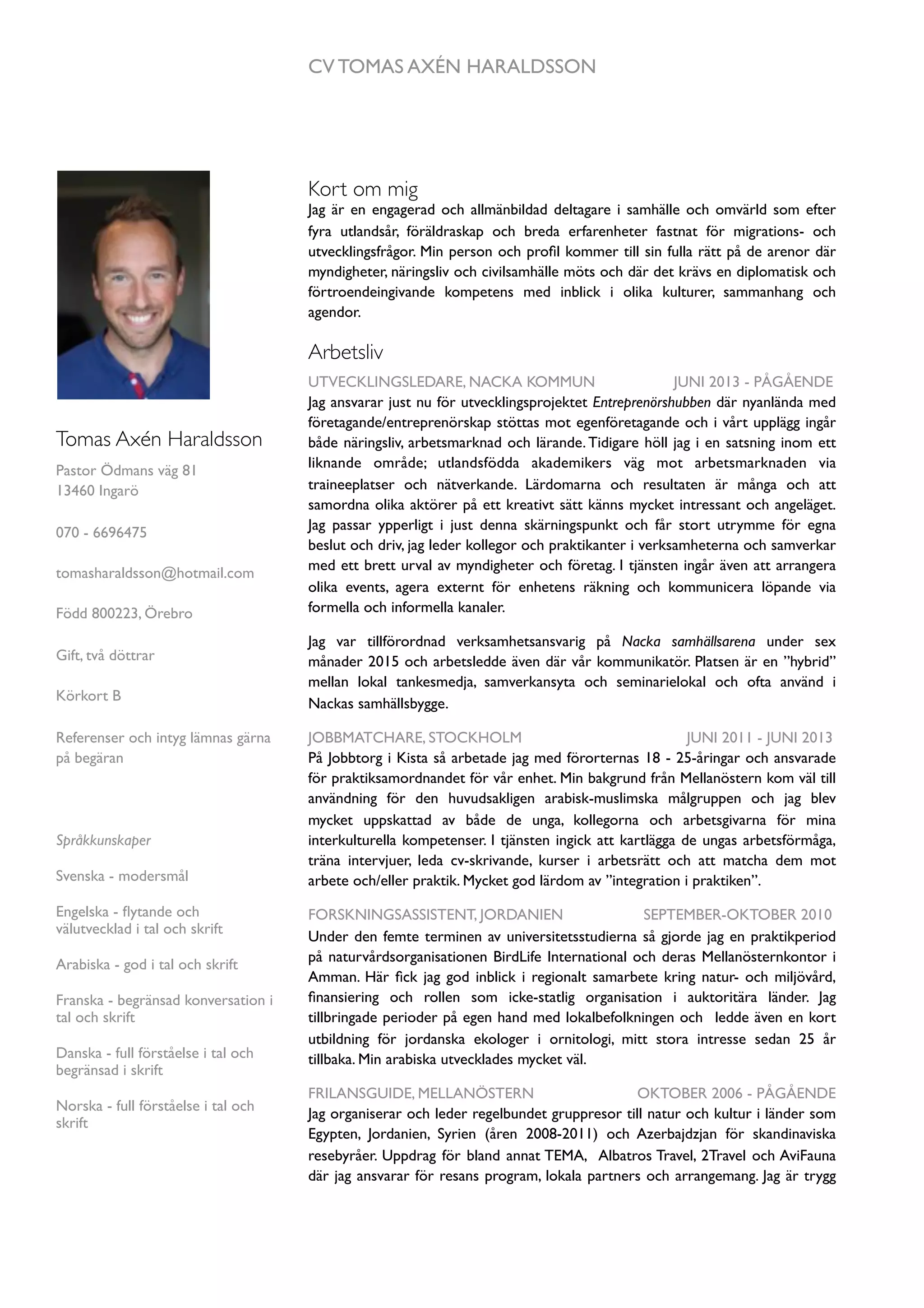 CV Tomas Axén Haraldsson | PDF