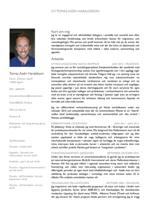CV Tomas Axén Haraldsson | PDF