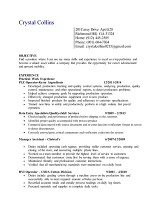 Crystal Collins Resume | DOCX