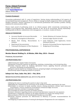 faraz_cv_updated | PDF | Business Accounting & Finance | Business