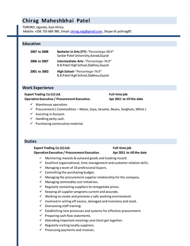 C V - Chirag Patel. N | DOCX