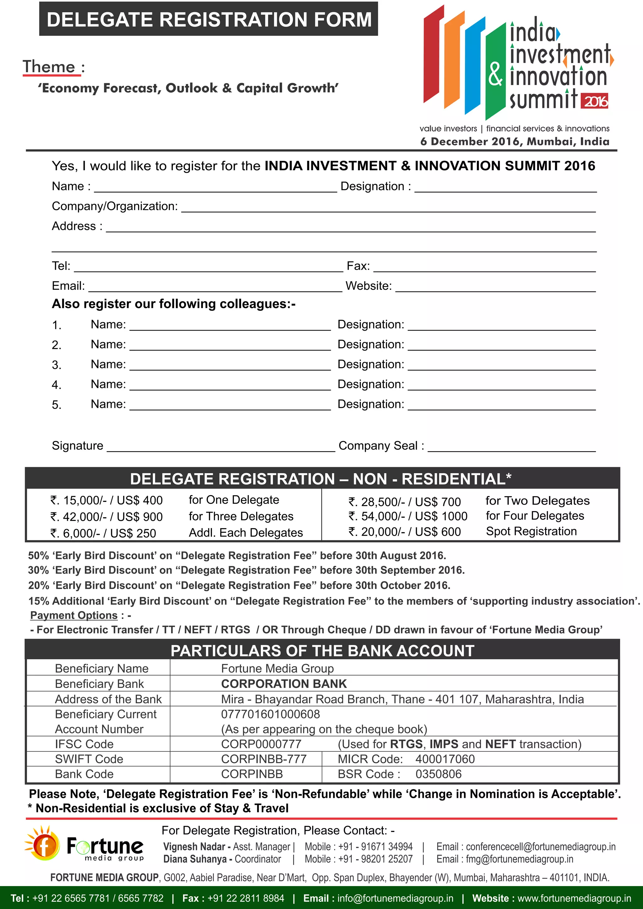 Delegate Registration Form | PDF | Business | Business and Finance