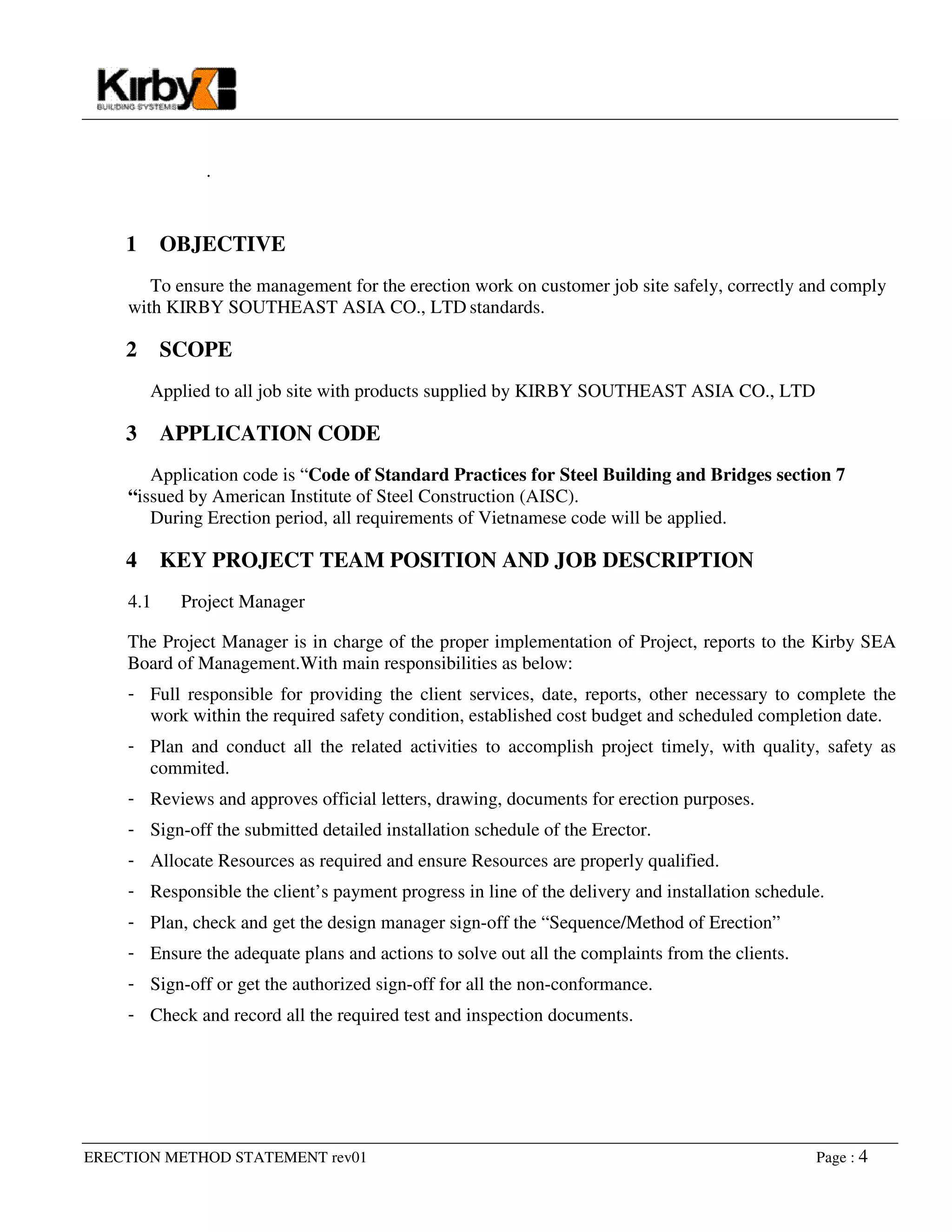 ERECTION METHOD STATEMENT | PDF