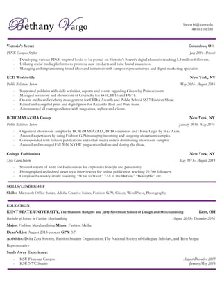 Bethany Vargo Resume | PDF | Style & Fashion