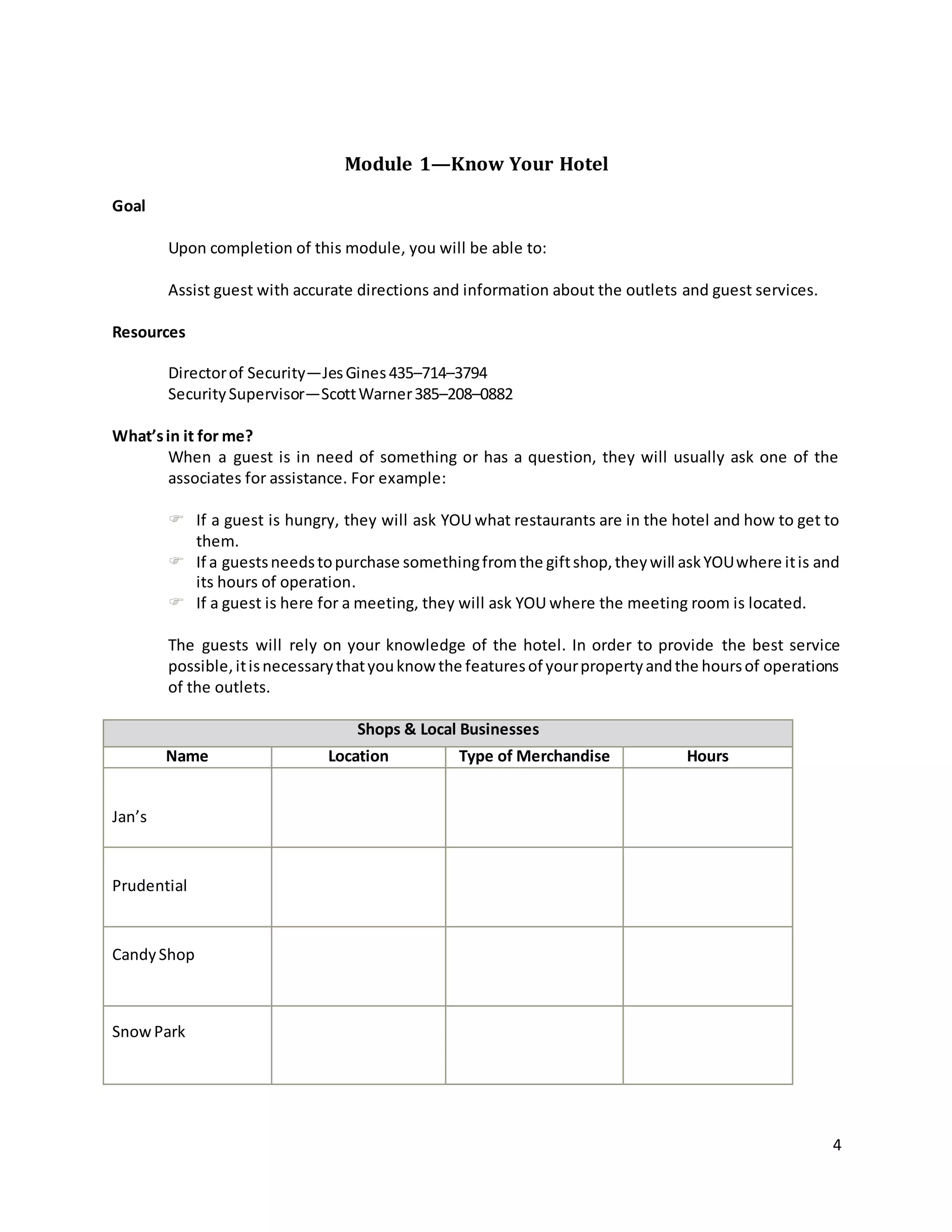 Security Officer Training Manual | DOCX