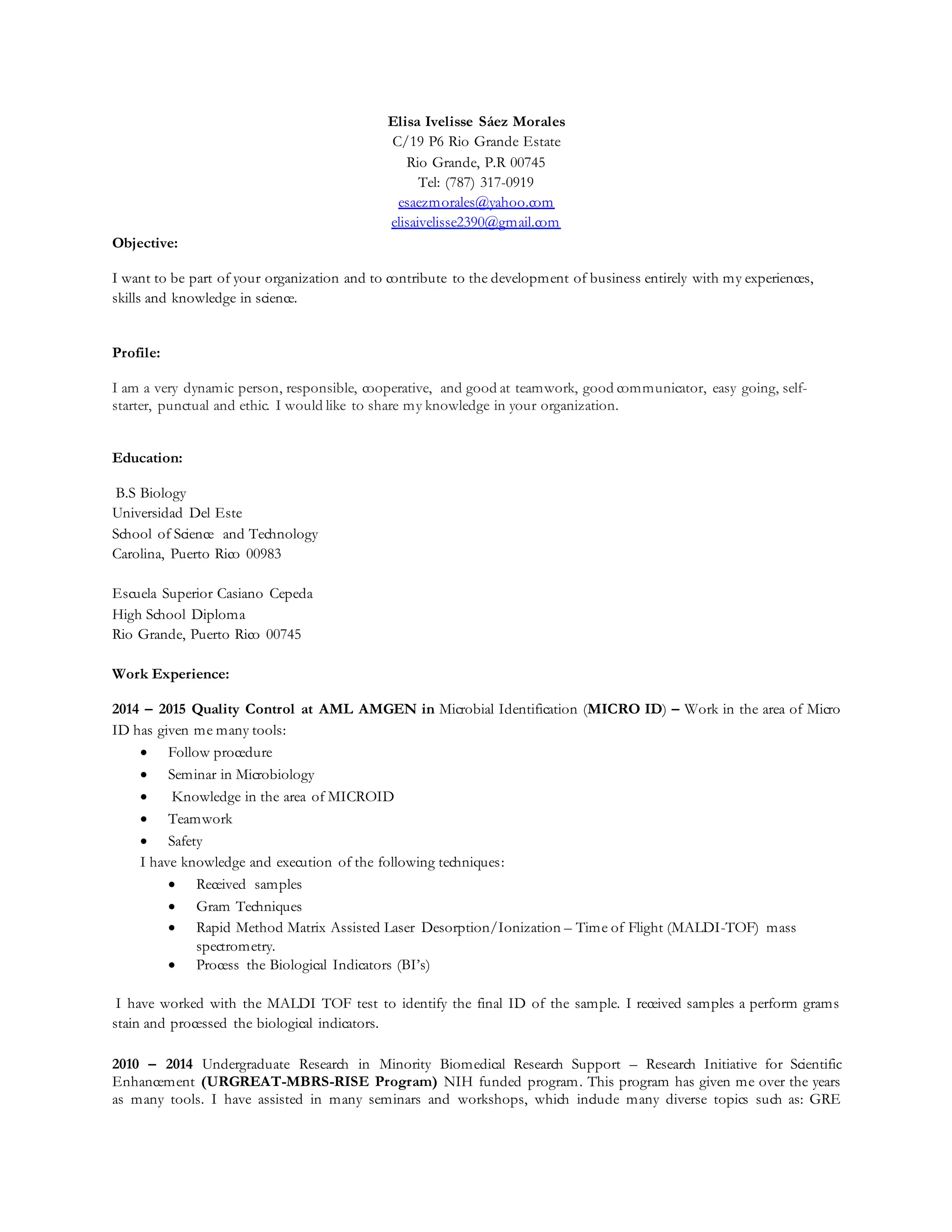 Saez Morales Elisa I. Curriculum vitae | DOCX