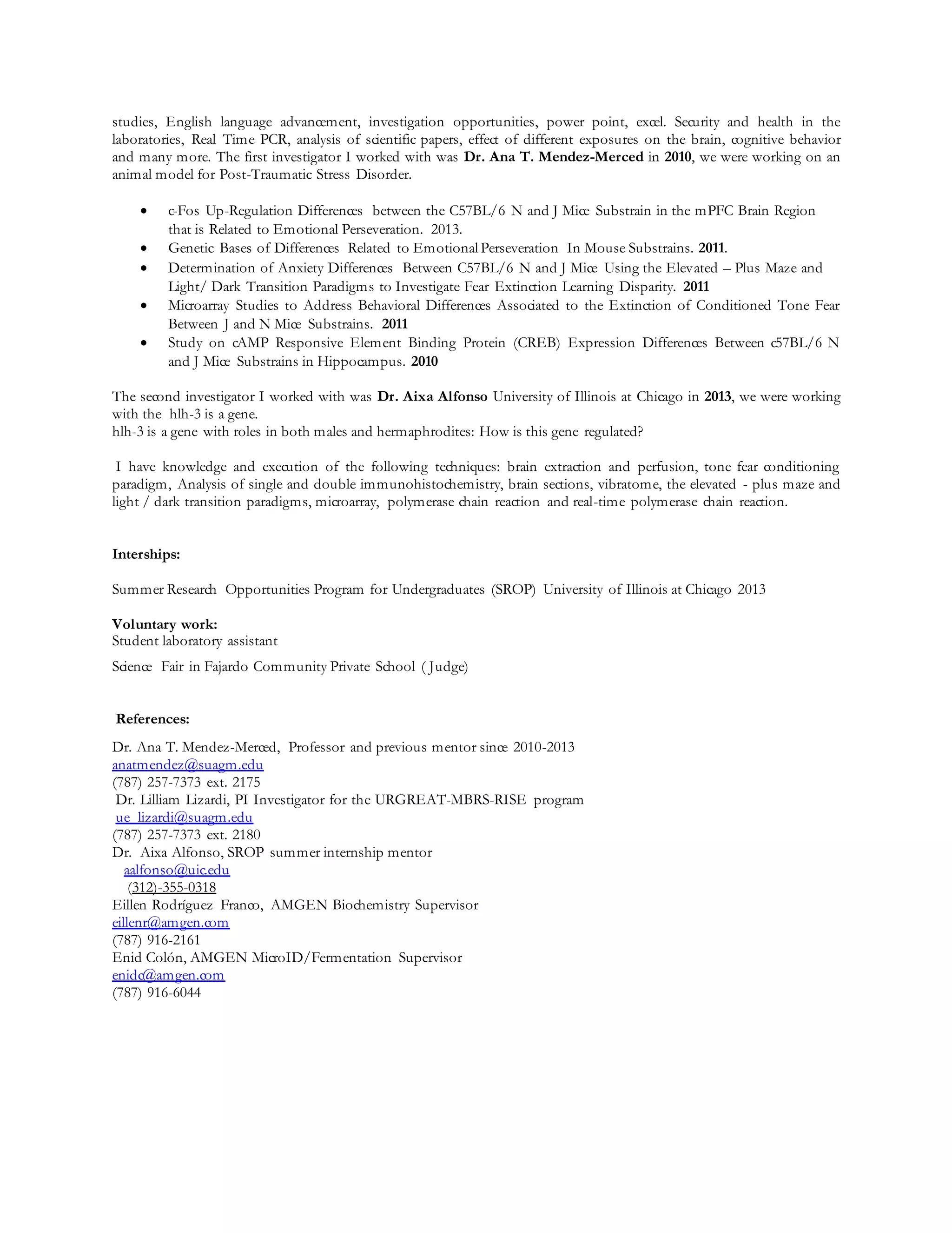 Saez Morales Elisa I. Curriculum vitae | PDF