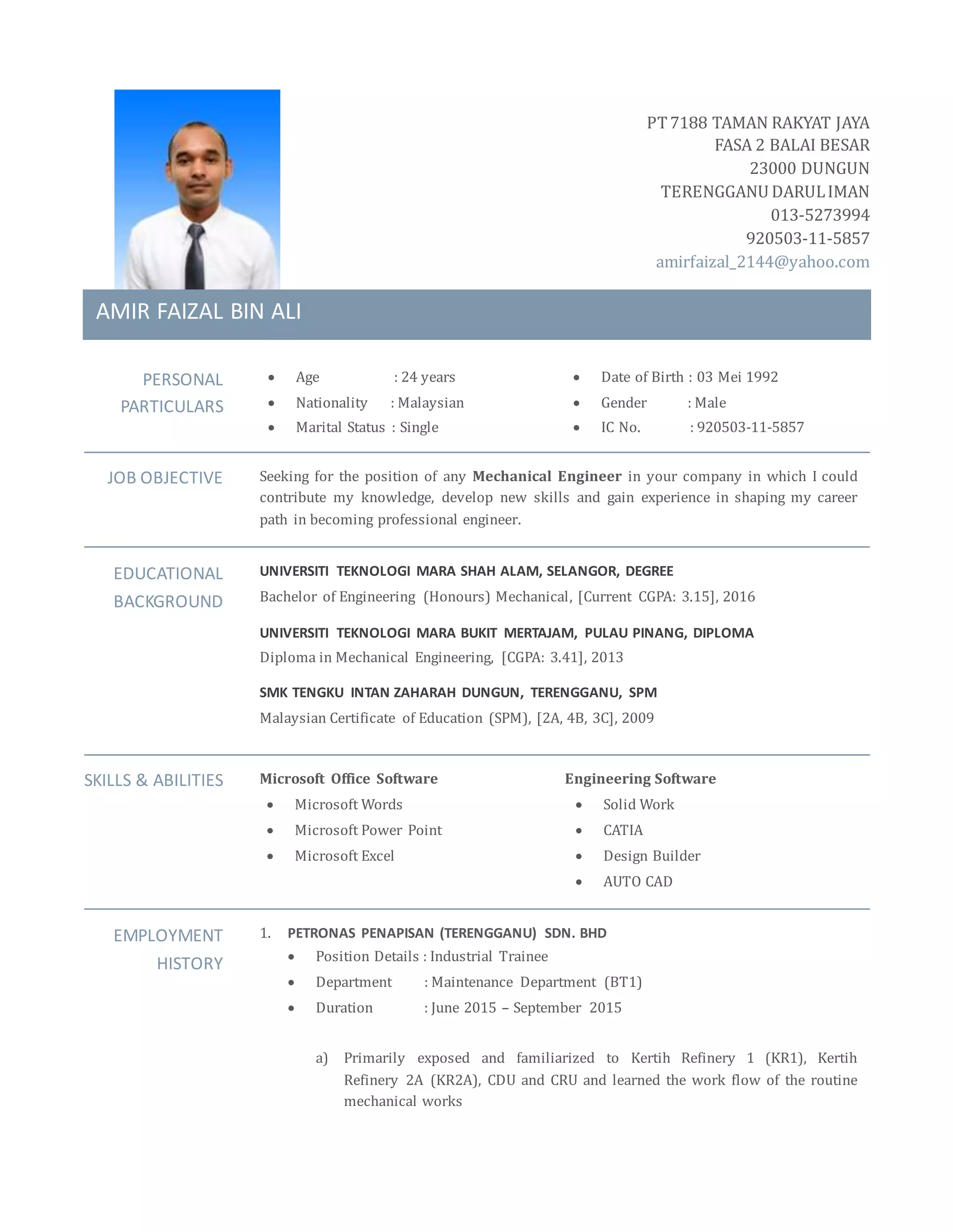 CV AMIR FAIZAL | PDF