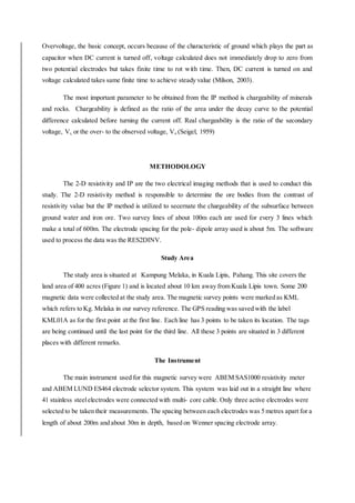 THE UTILISATION OF 2-D RESISTIVITY AND INDUCED POLARIZATION (IP) METHOD ...