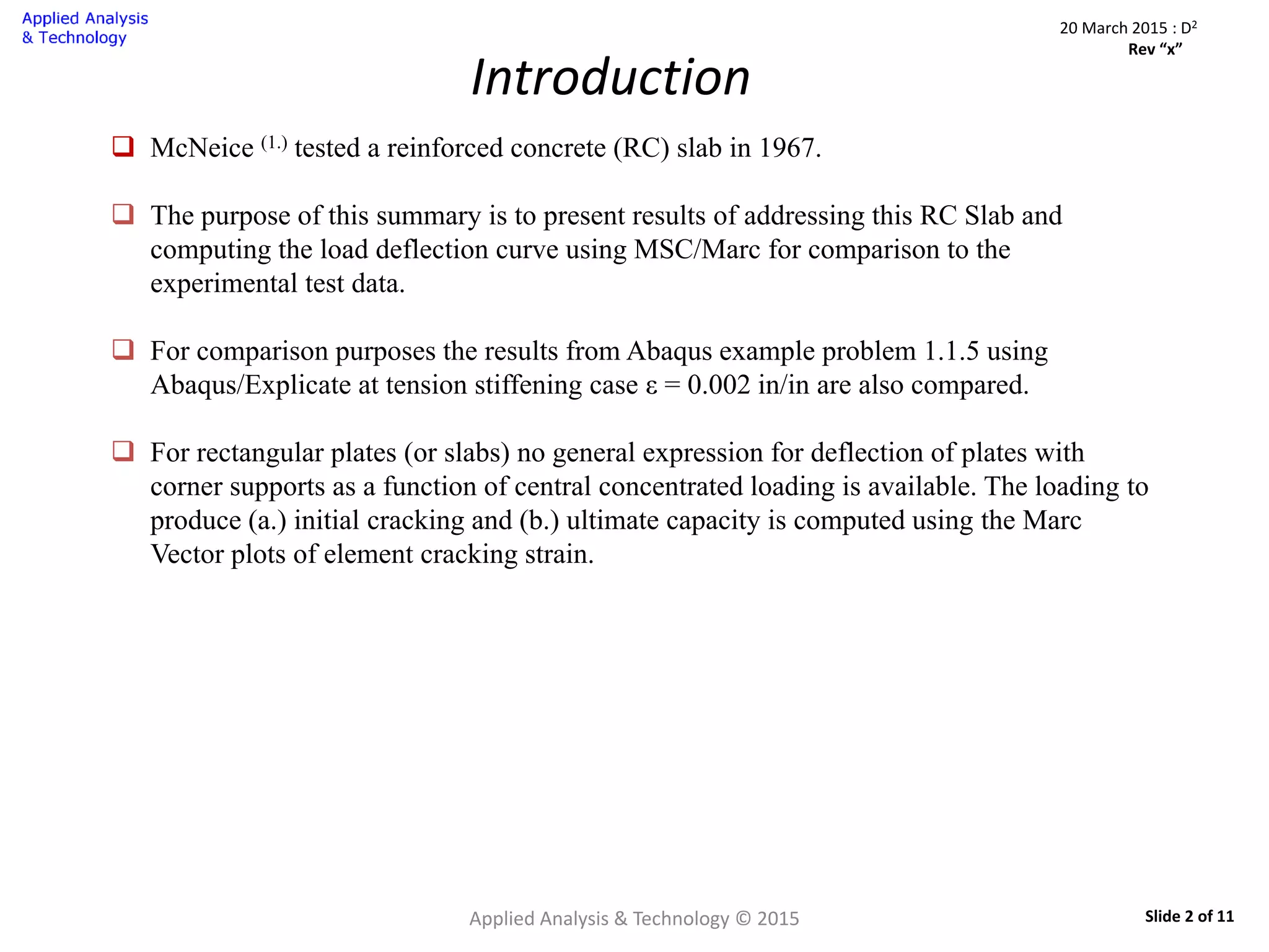 Analysis McNeice Slab MSC-Marc | PDF | Civil Engineering Industry | Industries