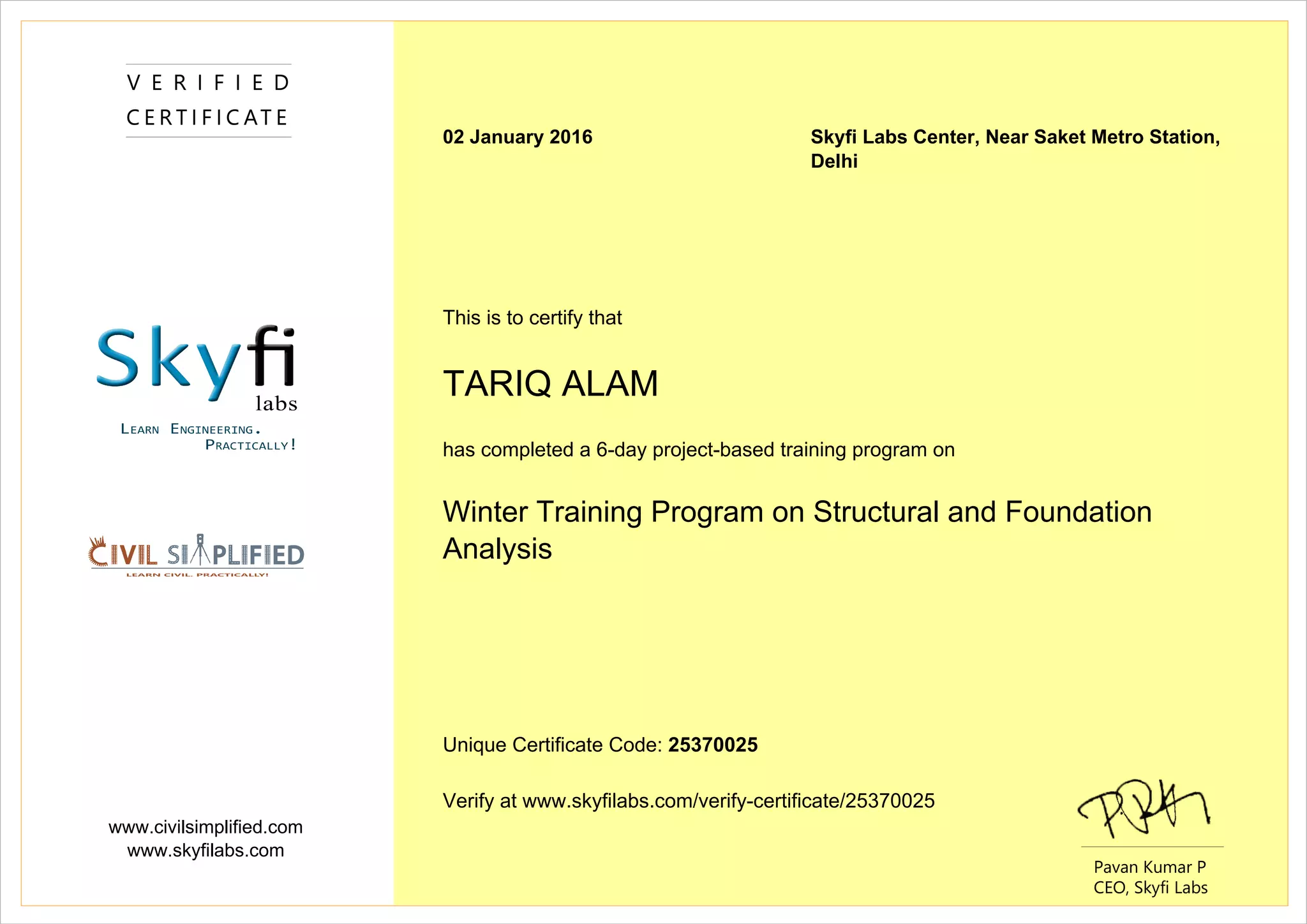25370025 Certificate Ppt 