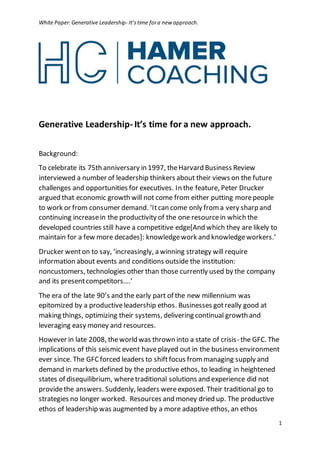 Generative leadership hc 2016 | PDF