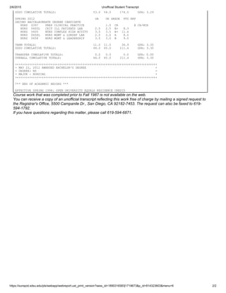 Unofficial Student Transcript | PDF | Undergraduate Education | College ...