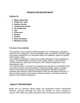 TABLE OF CONTENTS | DOCX | Manufacturing Industry | Industries