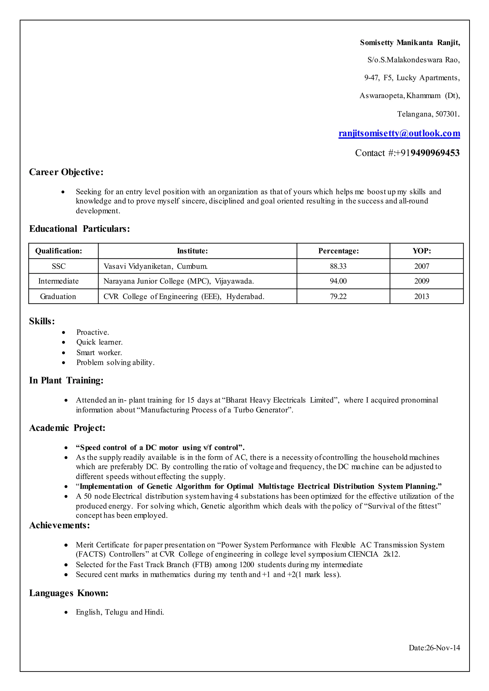 Somisetty Manikanta Ranjit | DOCX