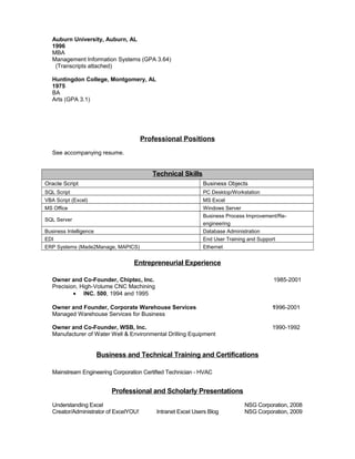 Resume and CV - 4-2014 | DOC